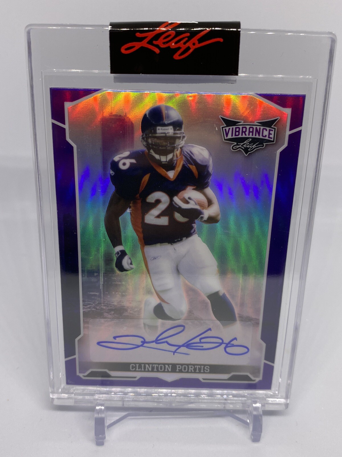 2022 Leaf Vibrance Purple Clinton Portis Broncos Encased Autograph 1/5 ...