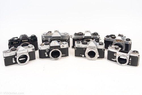Lot of 8 Vintage 35mm SLR Film Cameras Petri Konica Topcon AS-IS Parts ...
