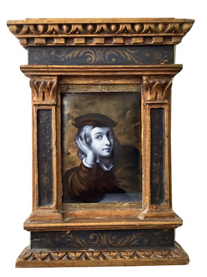 19th century Enamel Painted Curved plate Portrait RAPHAEL SANZIO signed ...
