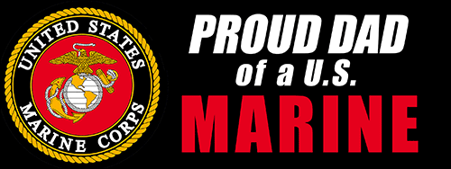 3x8 inch Proud DAD of a US Marine Bumper Sticker (Father Decal Logo ...