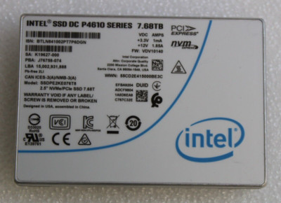 Intel DC P4610 SSDPE2KE076T8 7.68TB NVMe U.2 PCIe 2.5" Solid State ...