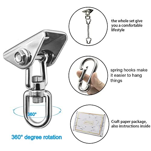 Hammock Hanging Kit with Swing Chain 1000lbs Capacity Hanging Hooks ...