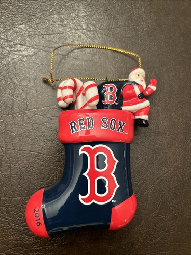 Boston Red Sox Christmas Stocking Hanging Glass Ornament (in original ...