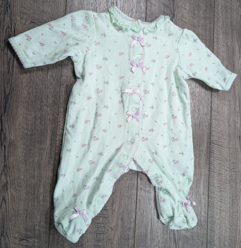 Baby Girl Clothes Little Me Newborn Green Purple Flower Footed Outfit ...