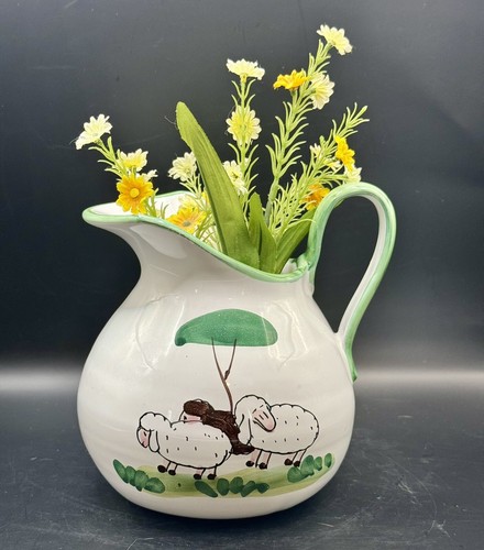 Italian Redware Pottery Pitcher With Sheep 6” [795] | eBay