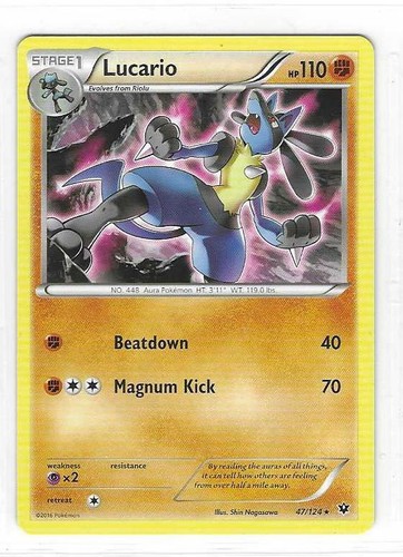 Pokemon --- LUCARIO --- XY Fates Collide! MINT! 47/124 ***PACK FRESH ...