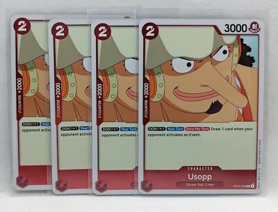 One Piece - Romance Dawn - Usopp OP01-004 Holo English Card Play Set X4 | eBay