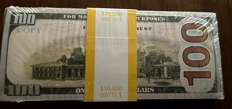 100 x $100 Notes 10K Stack Looks Real FILM MOVIE PROP REPLICA Copy Play ...
