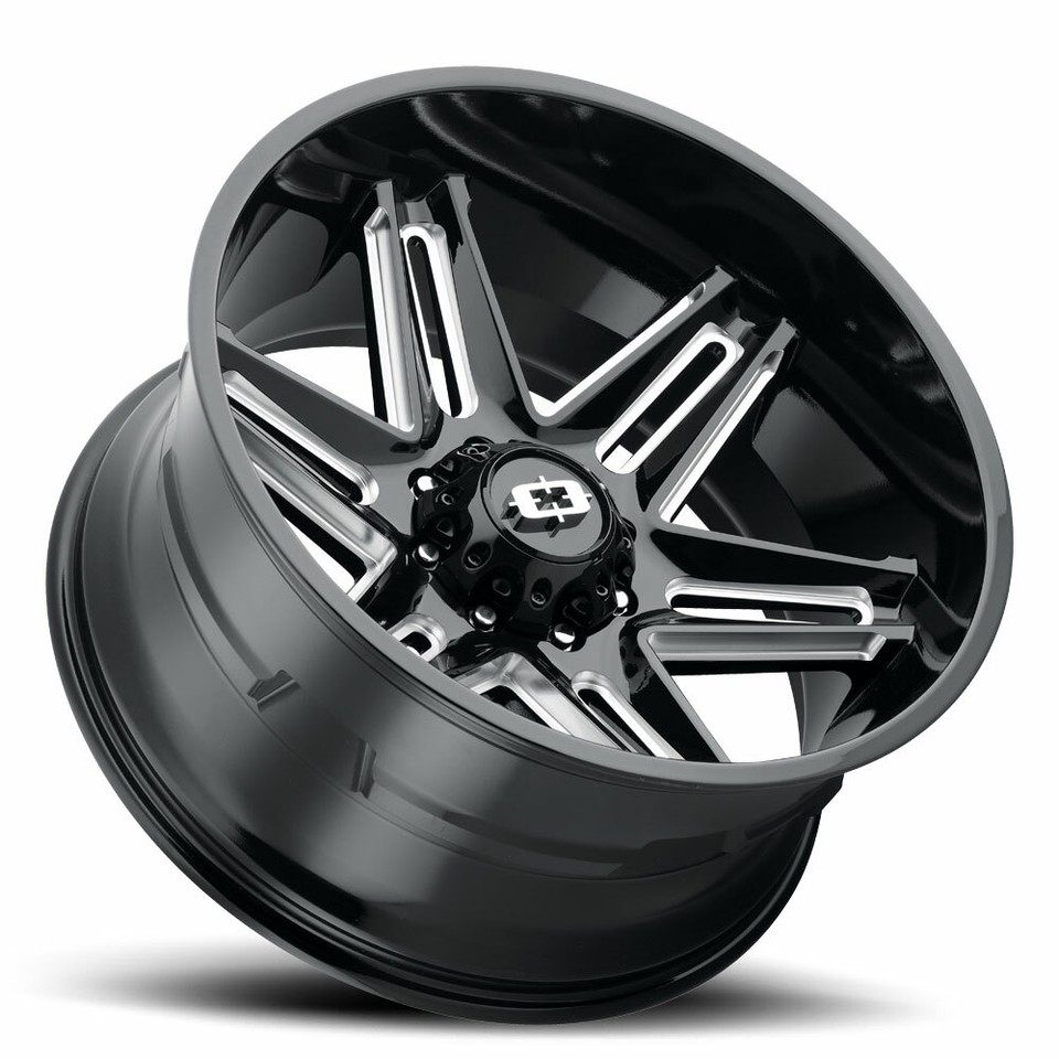 24x12 ET-51 Vision 363 Razor 5x127 Gloss Black Milled Spoke Wheels (Set ...