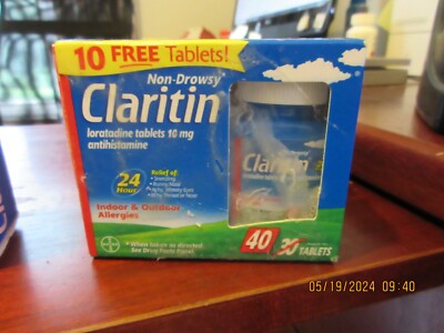 Claritin Non Drowsy Allergy Tablets - 10mg 40 Count Brand New In Box ...