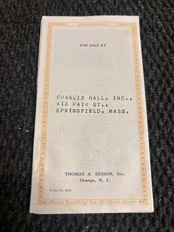 EARLY 1900'S EDISON RECENT RECORD RELEASES CATALOG "ALBERT SPALDING” | eBay