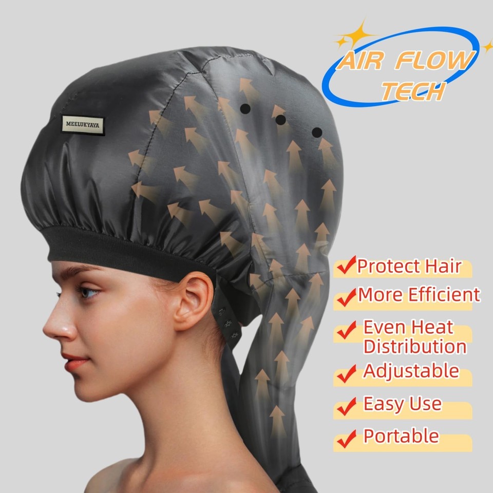Bonnet Hair Dryer for Curly Hair,Upgraded Double Tubes Even Heat ...