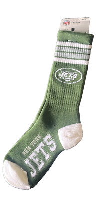 New York Jets Men's Crew 4 Stripe Socks Medium Size 5 to 10 New! Free ...