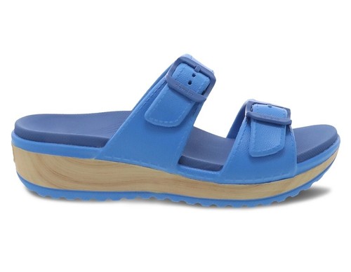 Dansko Women's Kandi EVA Blue Sandals Mule Adjustable Buckle Closure ...