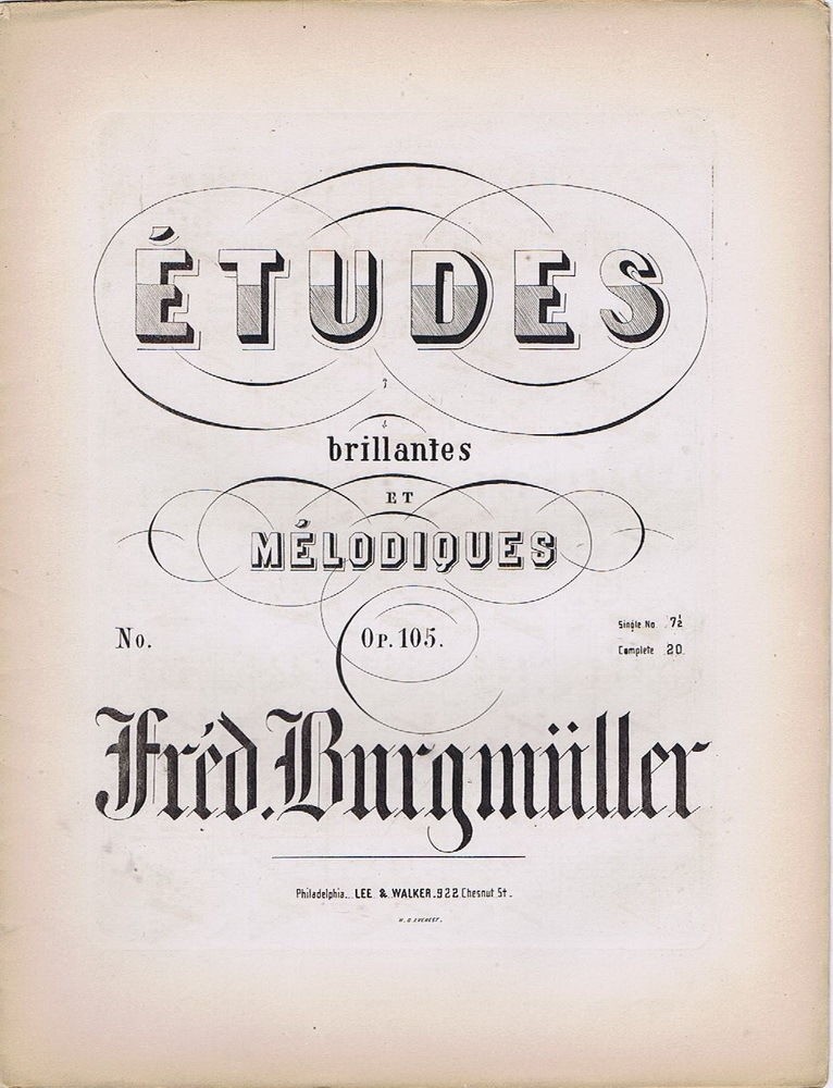 Etudes brillantes Et Melodiques, Op105, Counter Cover, 1850s antique ...