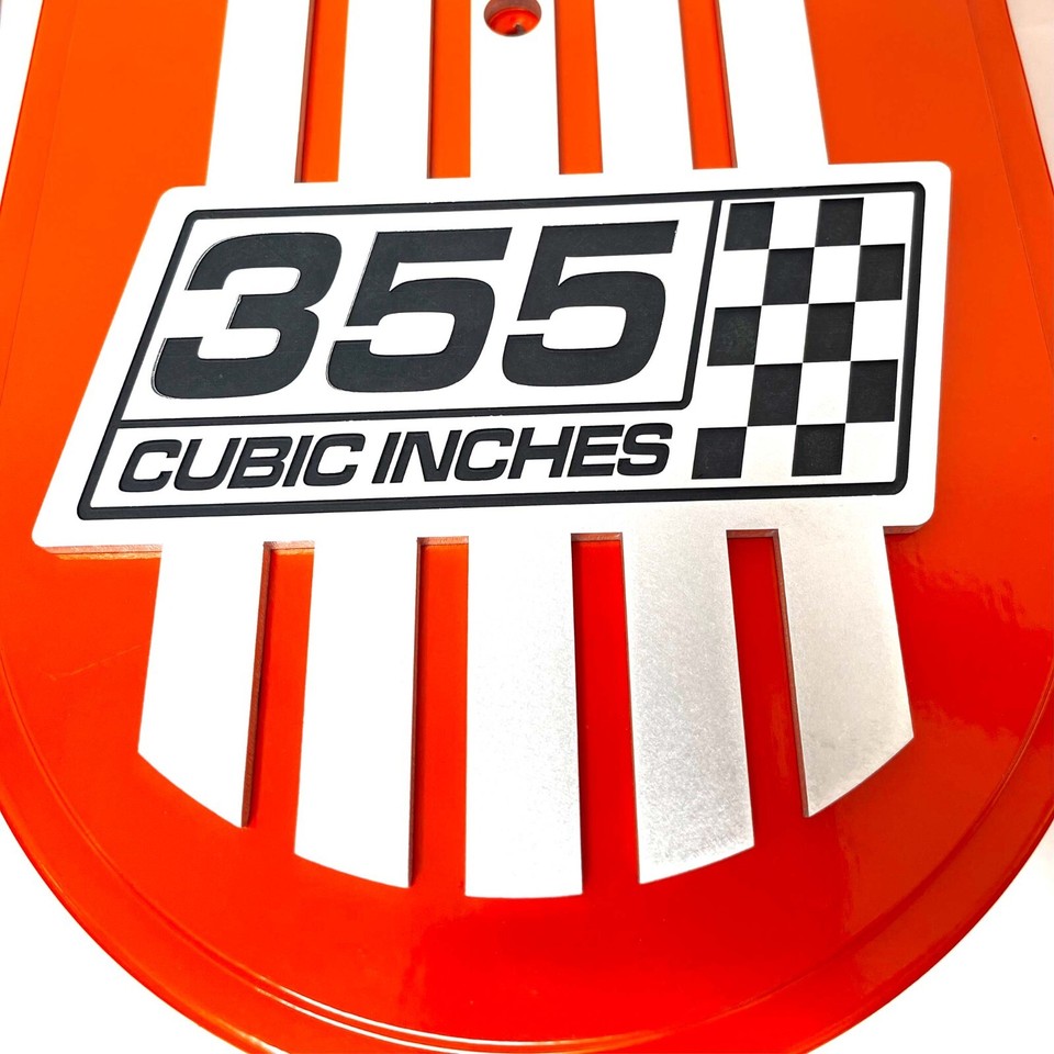 Small Block Chevy 355 Orange Valve Covers & 15" Oval Air Cleaner Kit ...