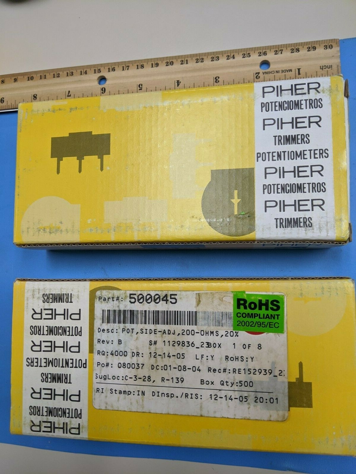 (500 pcs) Trimmer Resistors , PTC10LH01-201A2020, Amphenol Piher, 200 ...