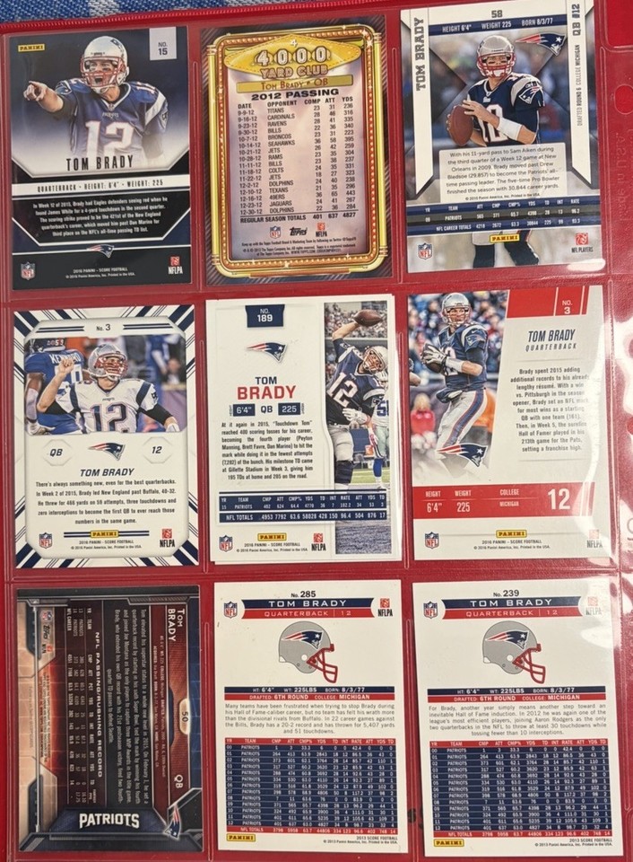 Panini Topps Tom Brady New England Patriots NFL 2012 Score Chrome Card ...