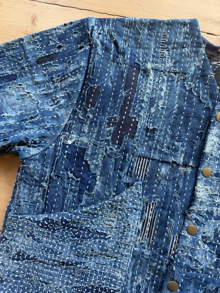 Handmade Boro Work Jacket Men's Sashiko Stitched Japanese Size M | eBay UK