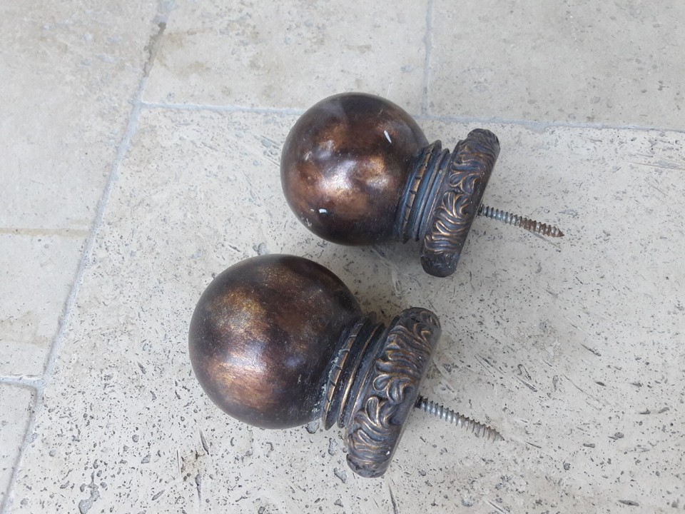 DRAPERY BALL FINIAL SET FOR 3" DIAMETER ROD PAIR | eBay