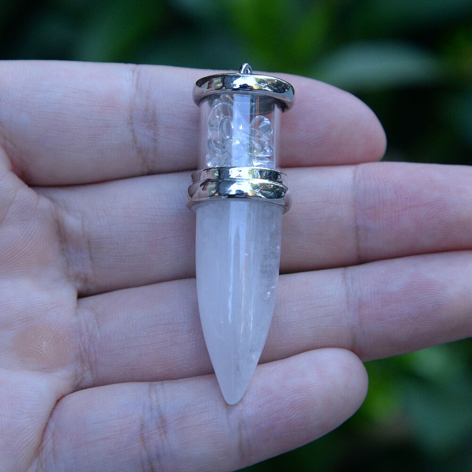 Natural Stone Bullet Pendant Crystal Quartz Bead Energy Reiki Healing ...