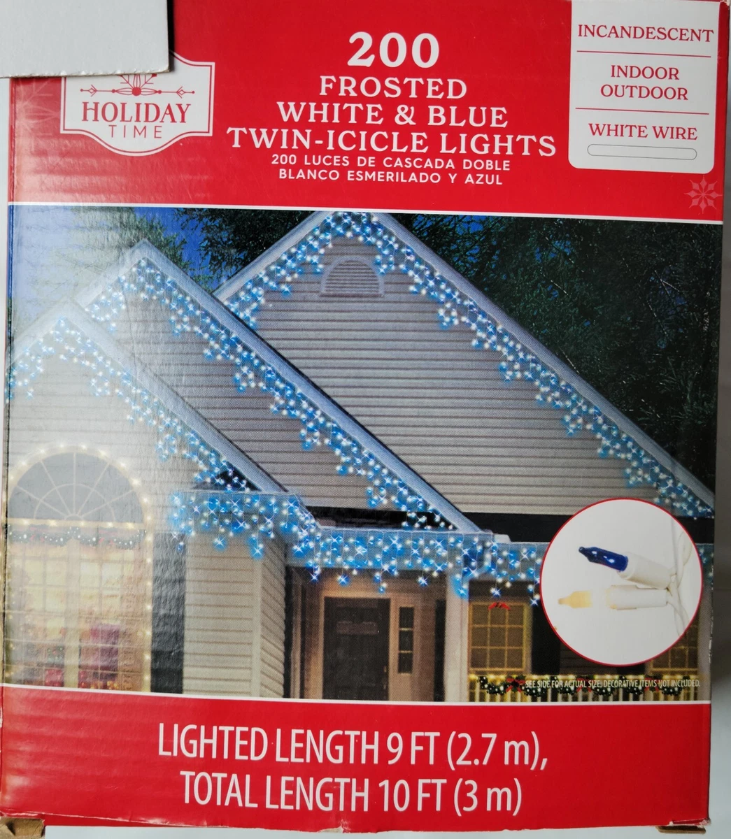 Frosted Icicle Lights And Blue