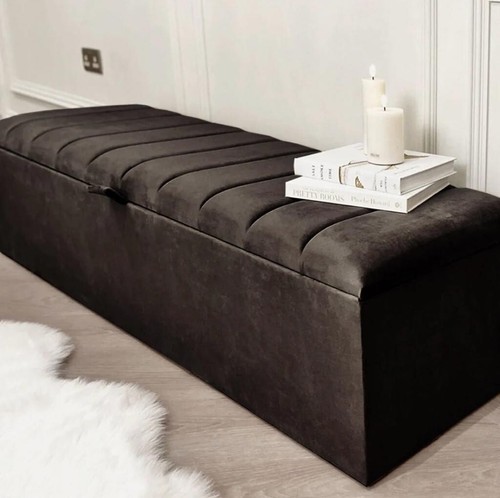 Ottoman Storage Box Chesterfield Velvet Blanket Toy Box Pouffe ...
