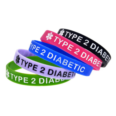 4x Adult Size Diabetes Wristbands Type 1 - Type 2 Diabetic Silicone ...