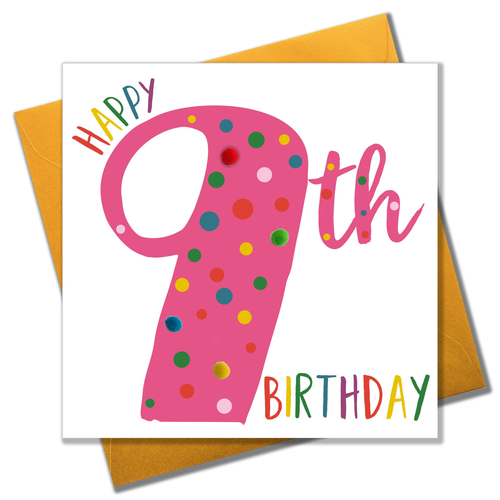 Birthday Card, Age 9 - Pink, Happy 9th Birthday, Embellished with ...