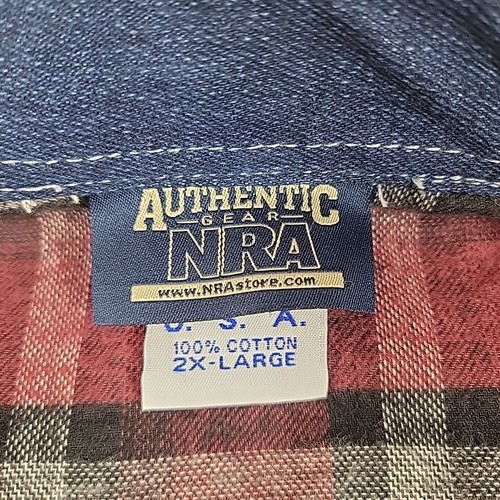 VTG Authentic NRA Denim Jacket Flannel Lined Sz 2XL XXL Concealed Carry ...