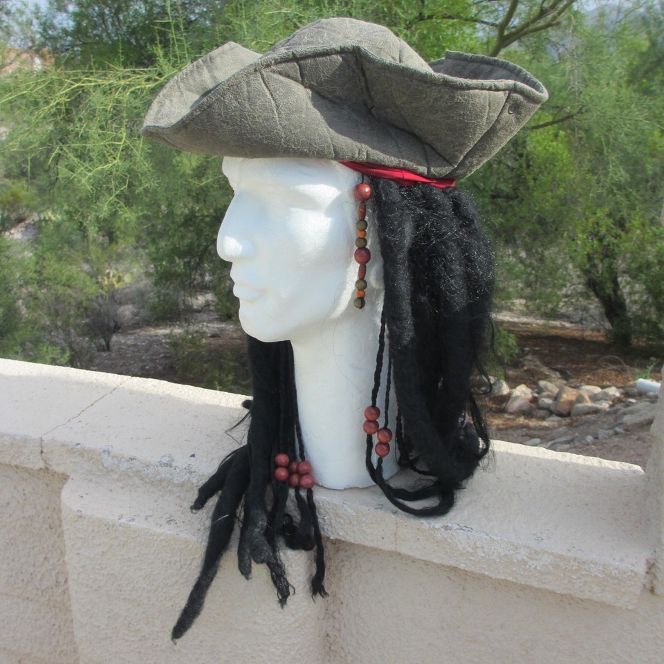 Disney Captain Jack dreadlocks pirate hat costume Johnny Depp grunge ...