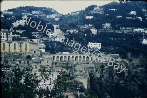 1950 Isle of Capri Architecture on Hillside Italy Red-Border Kodachrome ...