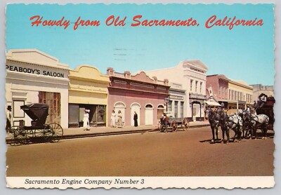 Postcard Howdy from Old Sacramento CA, Engine Company Number 3 Horse ...