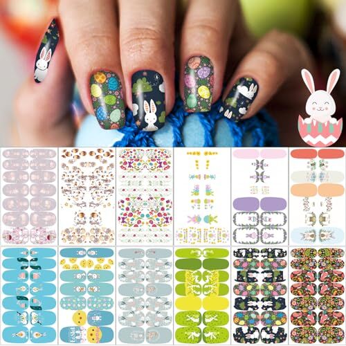 12 Sheets Easter Nail Wraps Stickers Full Nail Polish 12 Sheets, Easter ...