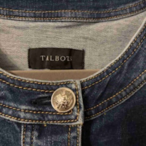Talbots Collarless Long Sleeve Denim Jean Jacket Size XL Stretch | eBay