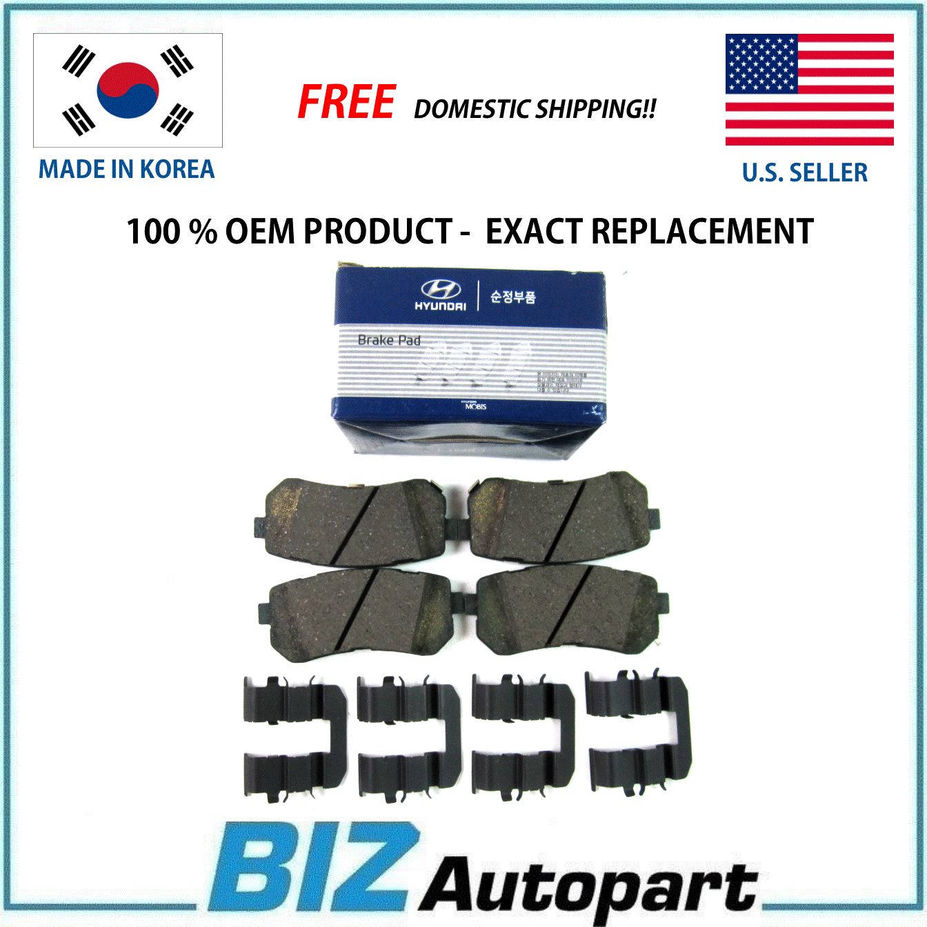 Genuine REAR Disc Brake Pads Kit for 2008-2015 HYUNDAI YF SONATA 58302 ...