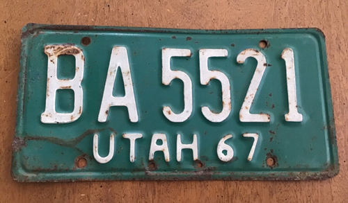 1967 Utah License Plate Tag BA 5521 | eBay