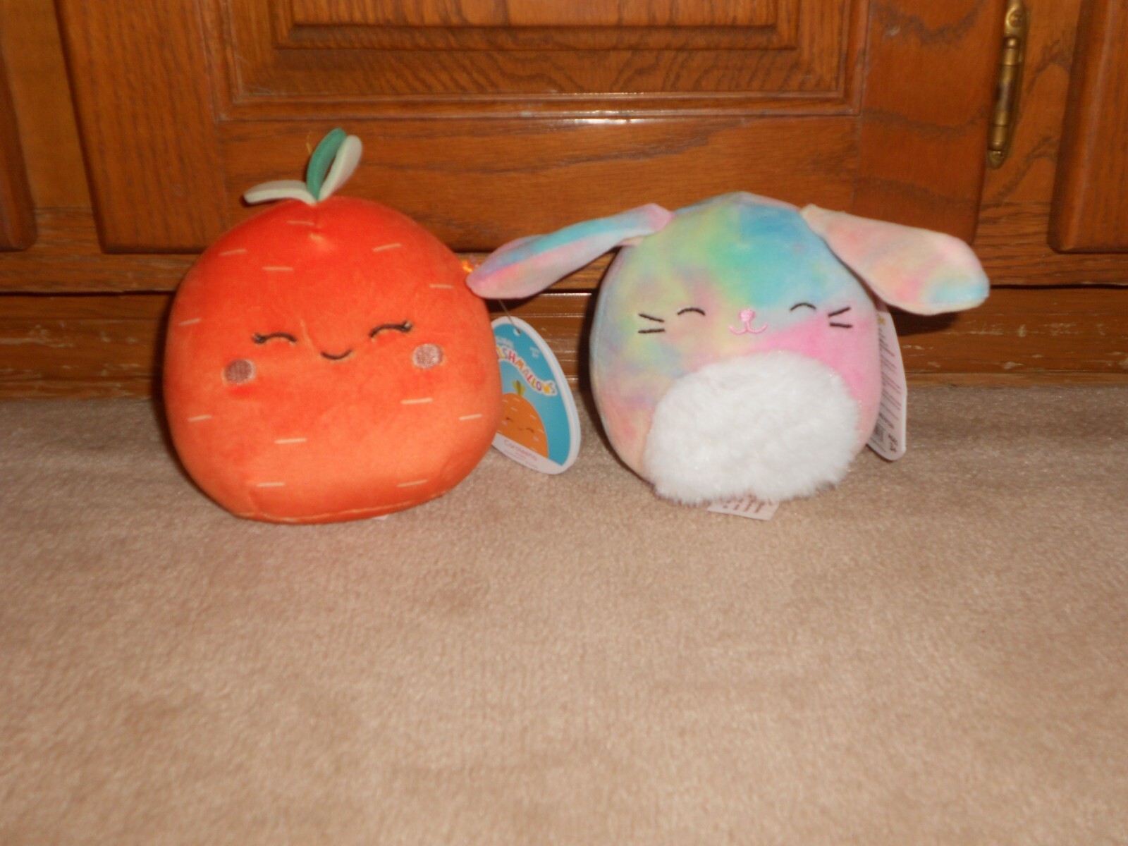 LOT OF 2 NEW 4.5" SQUISHMALLOW PLUSH, CANDY THE BUNNY, CAROLEENA THE ...