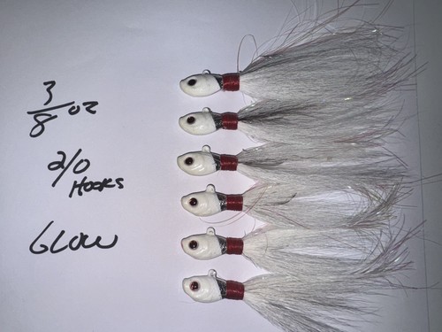 BUCKTAIL JIGS, PURE TIN, LEAD FREE . 3/8 Oz. 6 , GLOW | eBay