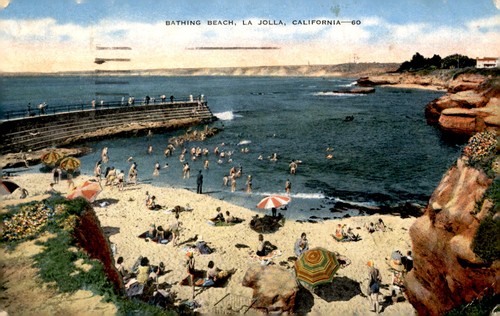 Bathing Beach, La Jolla, California - 60, 1944 Postcard | eBay