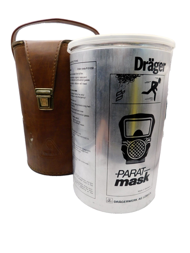 Vintage Drager Parat Mask Fire Escape In Leather Case Mining Collectible