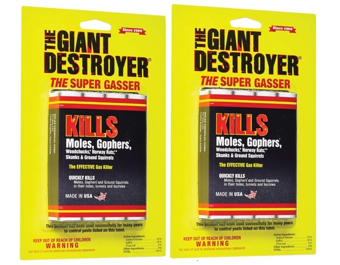 The Giant Destroyer Super Gasser For Moles Gophers Woodchucks Rats 2 Pk ...