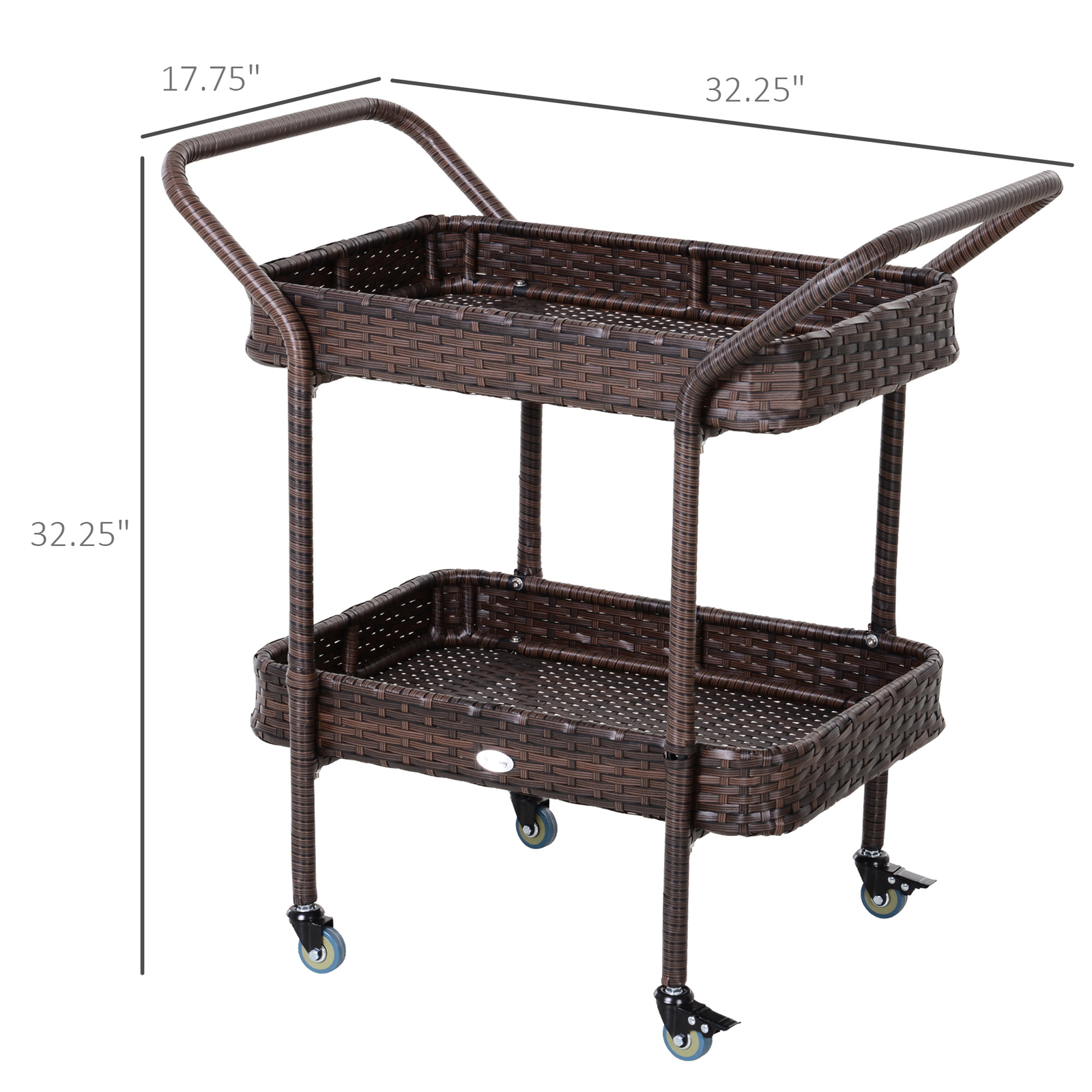 Outsunny 2-Tier Food and Serving Cart w/ Work Area, Great for Parties ...