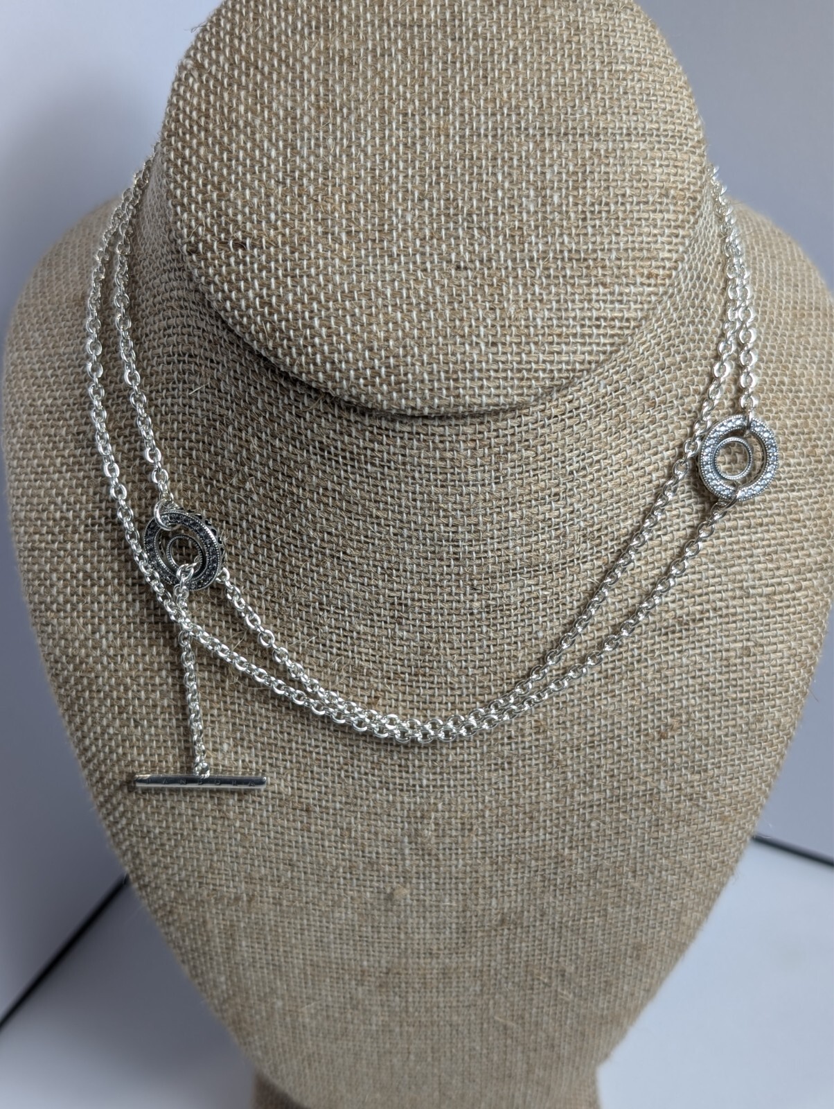 Authentic Pandora Pendant, Pave Circle Logo T-Bar He… - Gem