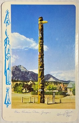 1960 Jasper Alberta Totem Pole Postcard Harry Rowed Natural Color ...