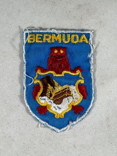 Vintage Sew On Patch - Bermuda Caribbean - Crest Coat of Arms Fabric 2. ...