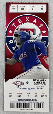 MLB 2015 07/27 New York Yankees at Texas Rangers Ticket-Alex Rodriguez ...