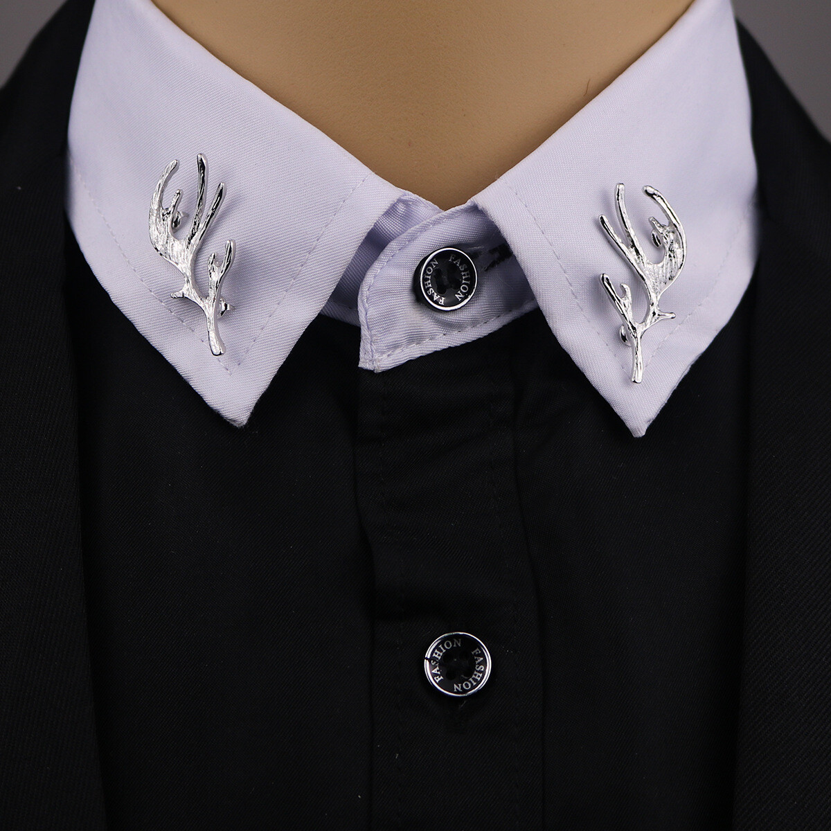 Gold or Silver Deer Antler Collar Pins Shirt Collar Brooch Pins | eBay ...
