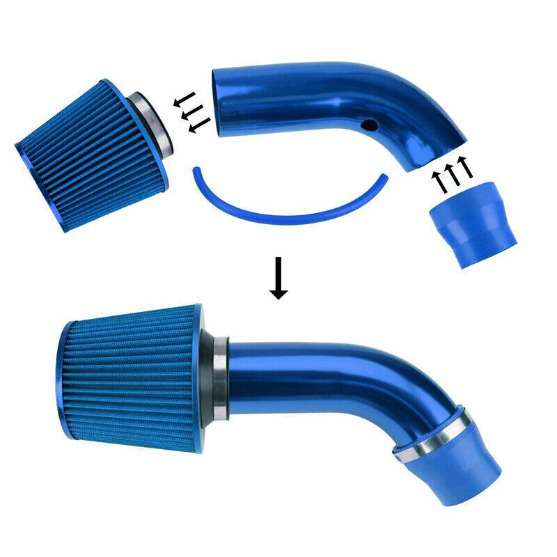 Car Blue Cold Air Intake Filter Induction Pipe Power Flow Hose System ...