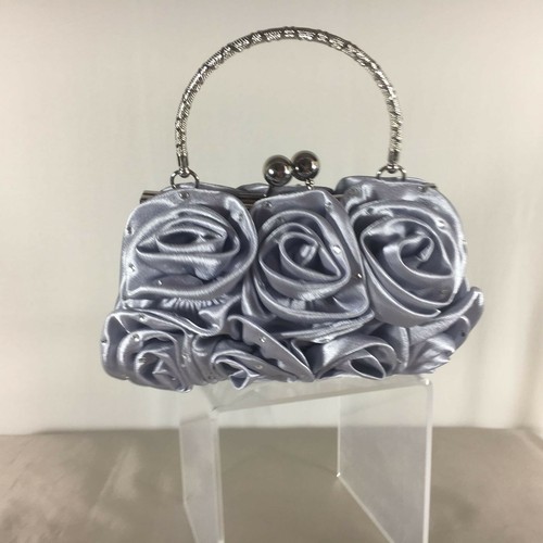 Women Satin Rose Rhinestone Gray Color Handbag. New. Free Shipping. | eBay